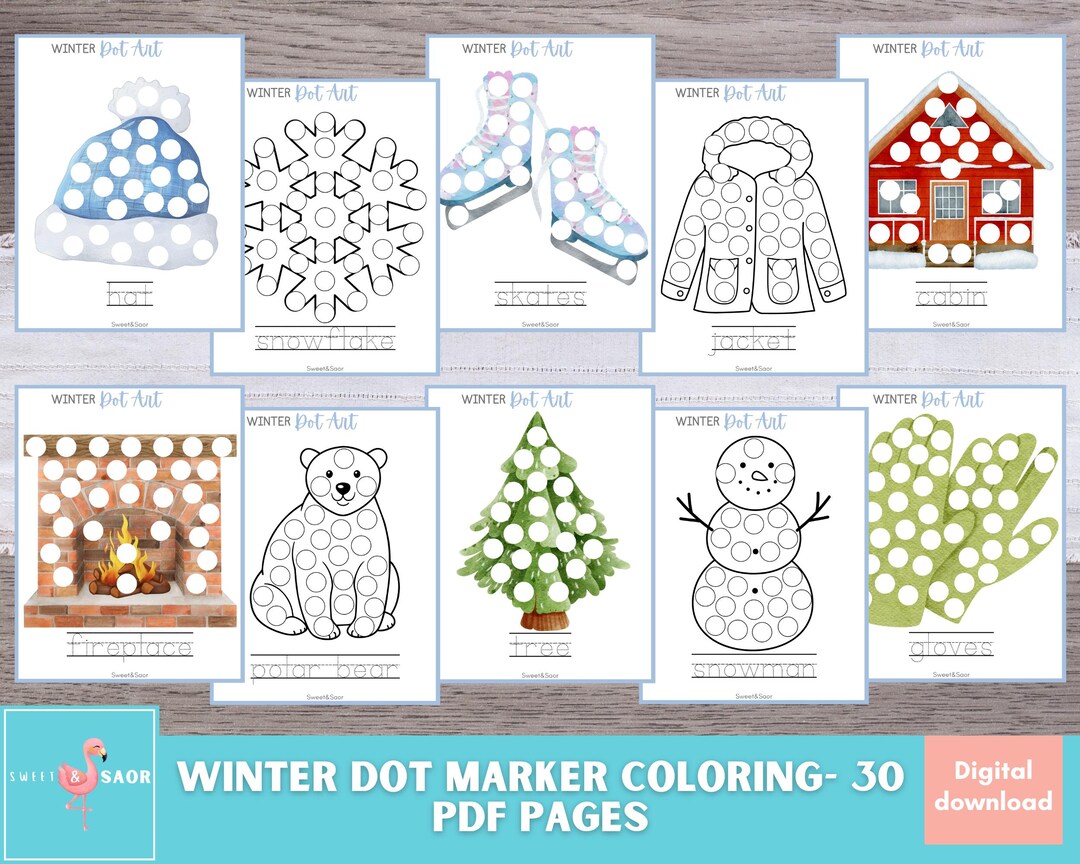 Winter Dot Marker Activity Pages: Printable Coloring Pages (PDF ...