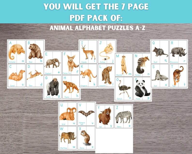 Animal Alphabet Match Game, Alphabet Puzzle, Printable Alphabet ...