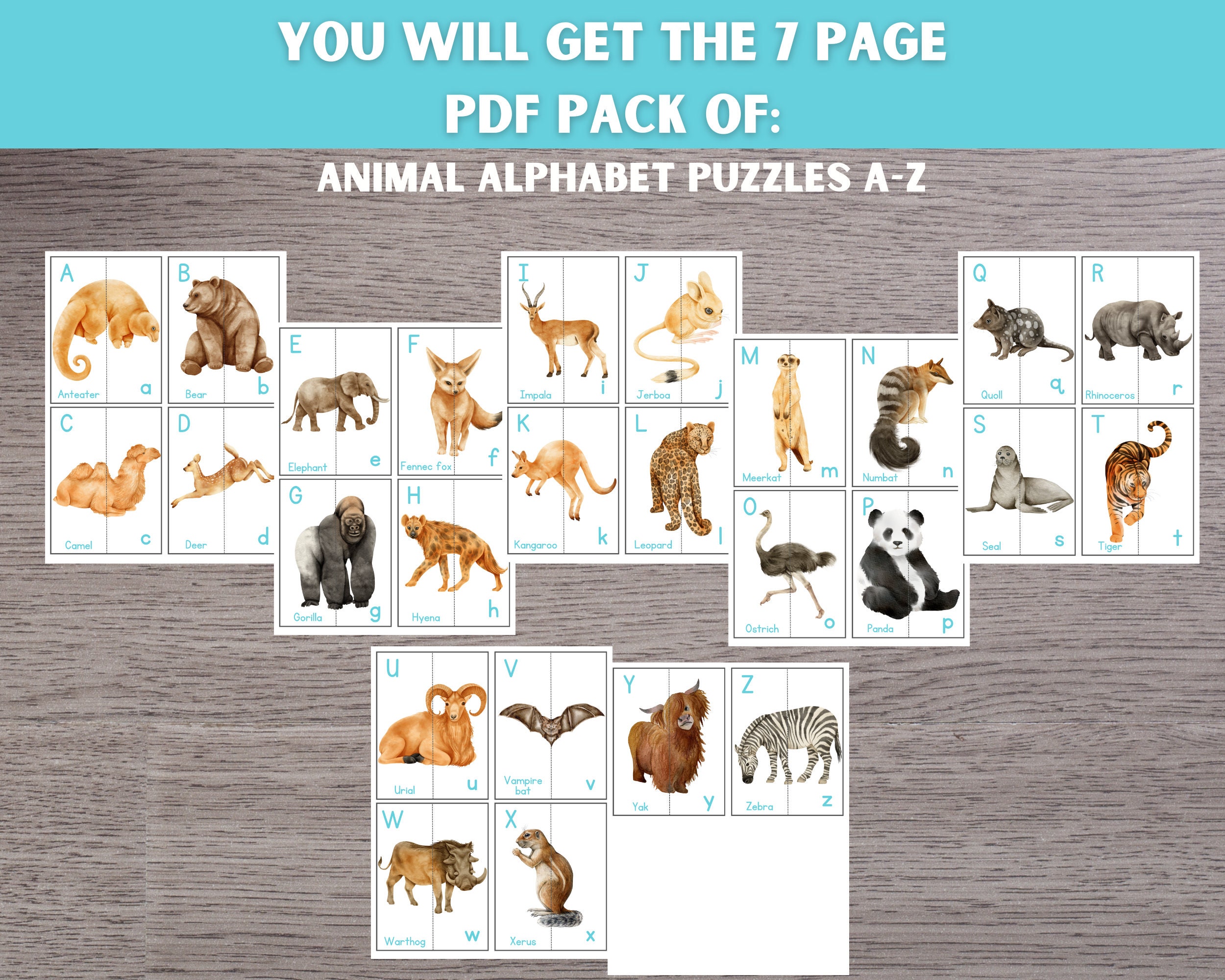 Animal Alphabet Match Game, Alphabet Puzzle, Printable Alphabet ...