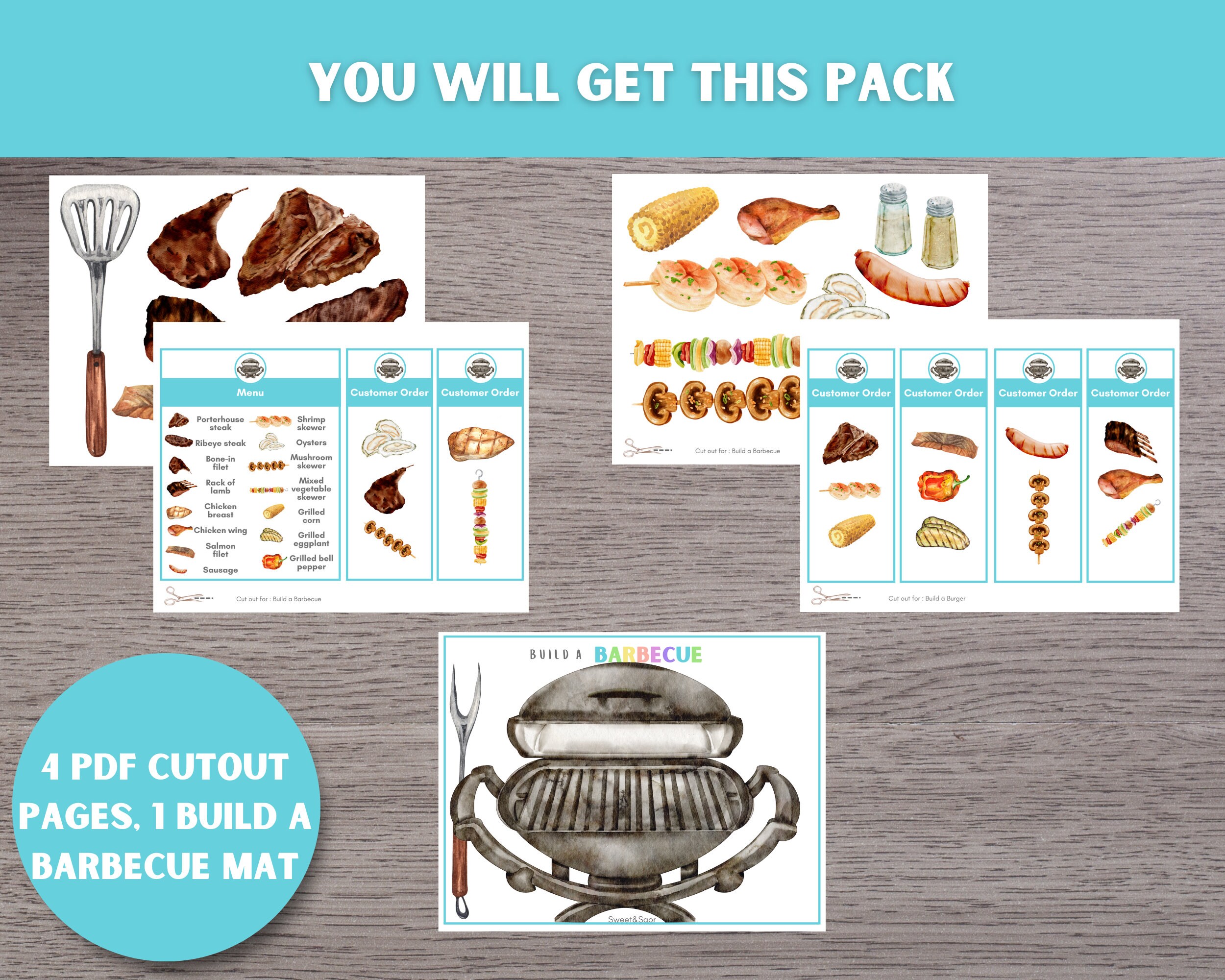 Pretend Play BBQ Grill Set: Printable Barbecue Dramatic Play (digital ...