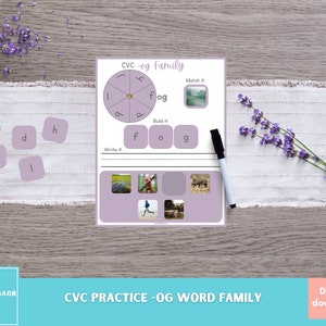 CVC Word Family -og Printable, Homeschool and Kindergarten Phonics ...