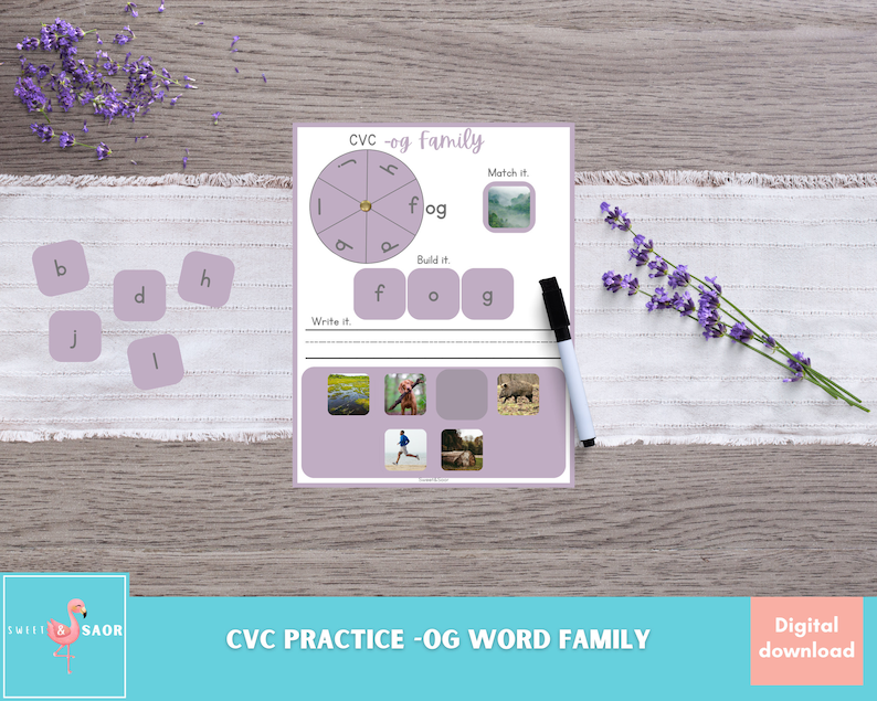 CVC Word Family -og Printable, Homeschool and Kindergarten Phonics ...