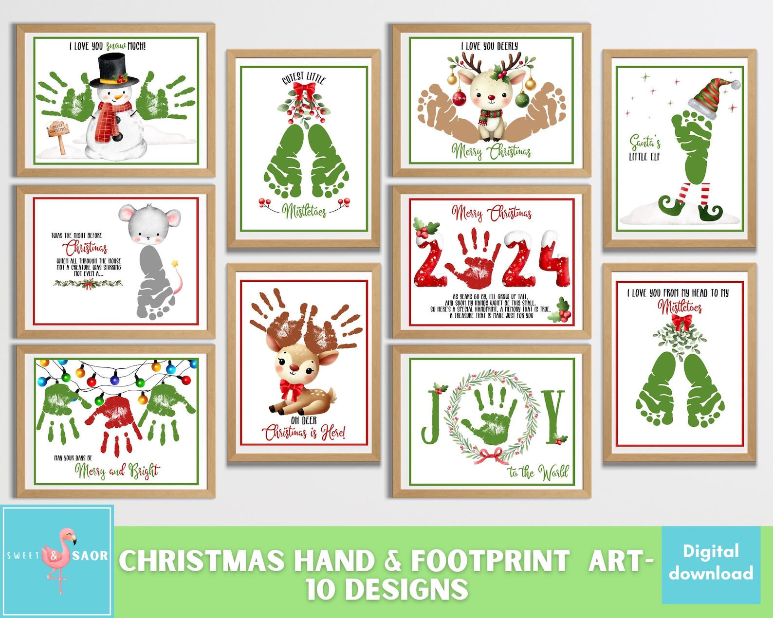 Kids Christmas Activities, Printable Handprint Art Bundle, Holiday ...