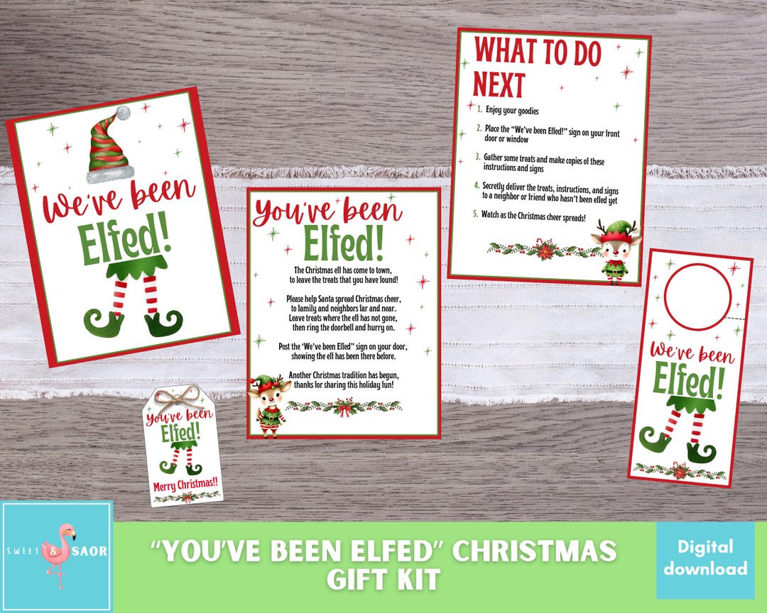 You've Been Elfed Printable, Christmas Neighbor Elfed Game, Elfed Sign ...