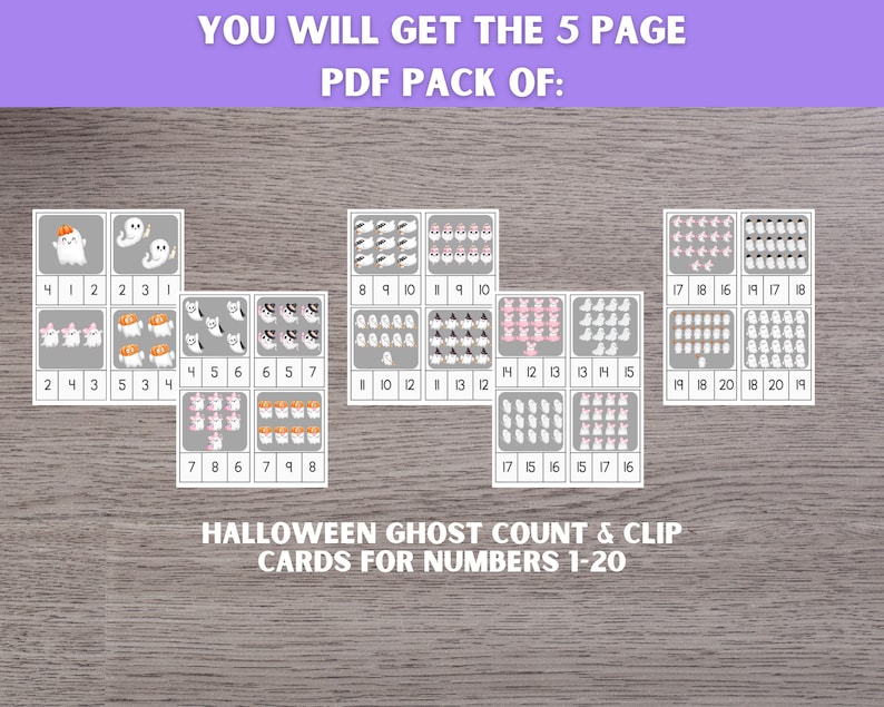 Halloween Ghost Count and Clip Cards: Preschool Math (digital Download ...