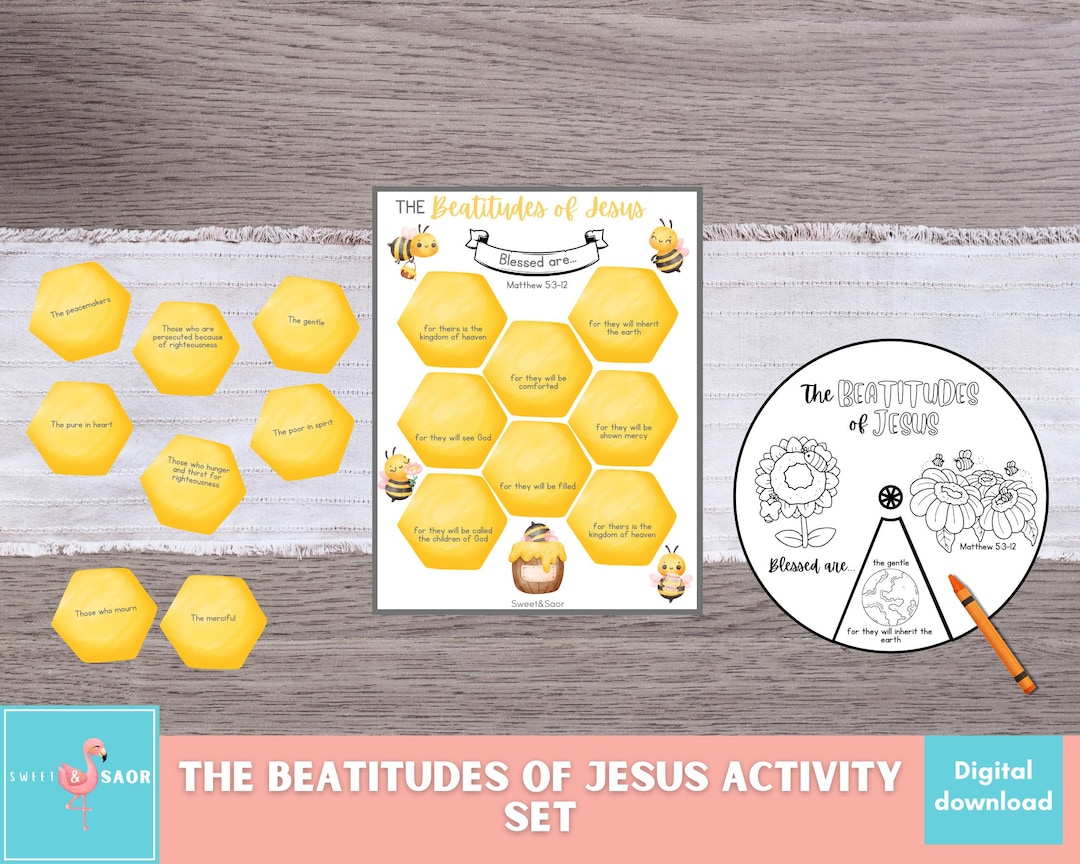 Beatitudes Coloring Wheel: Kids Printable Bible Verse Activity (PDF ...