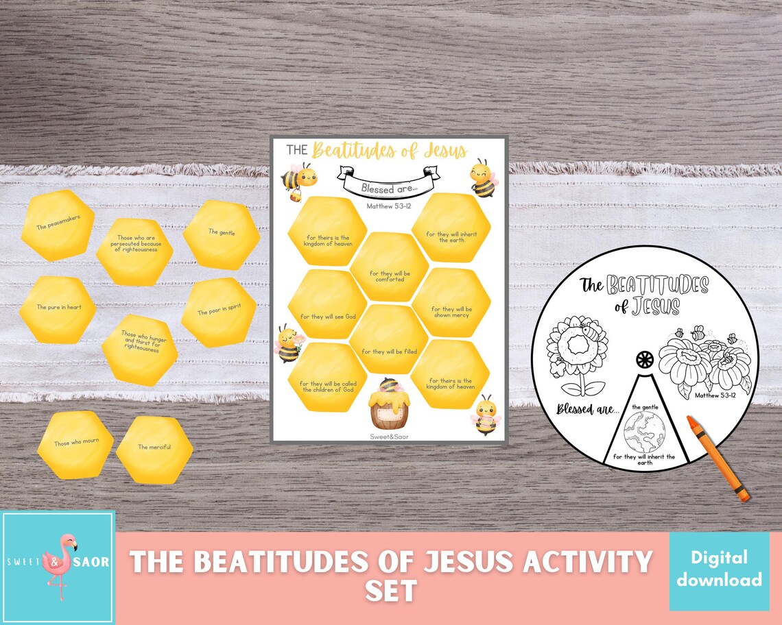Beatitudes Coloring Wheel: Kids Printable Bible Verse Activity (PDF ...