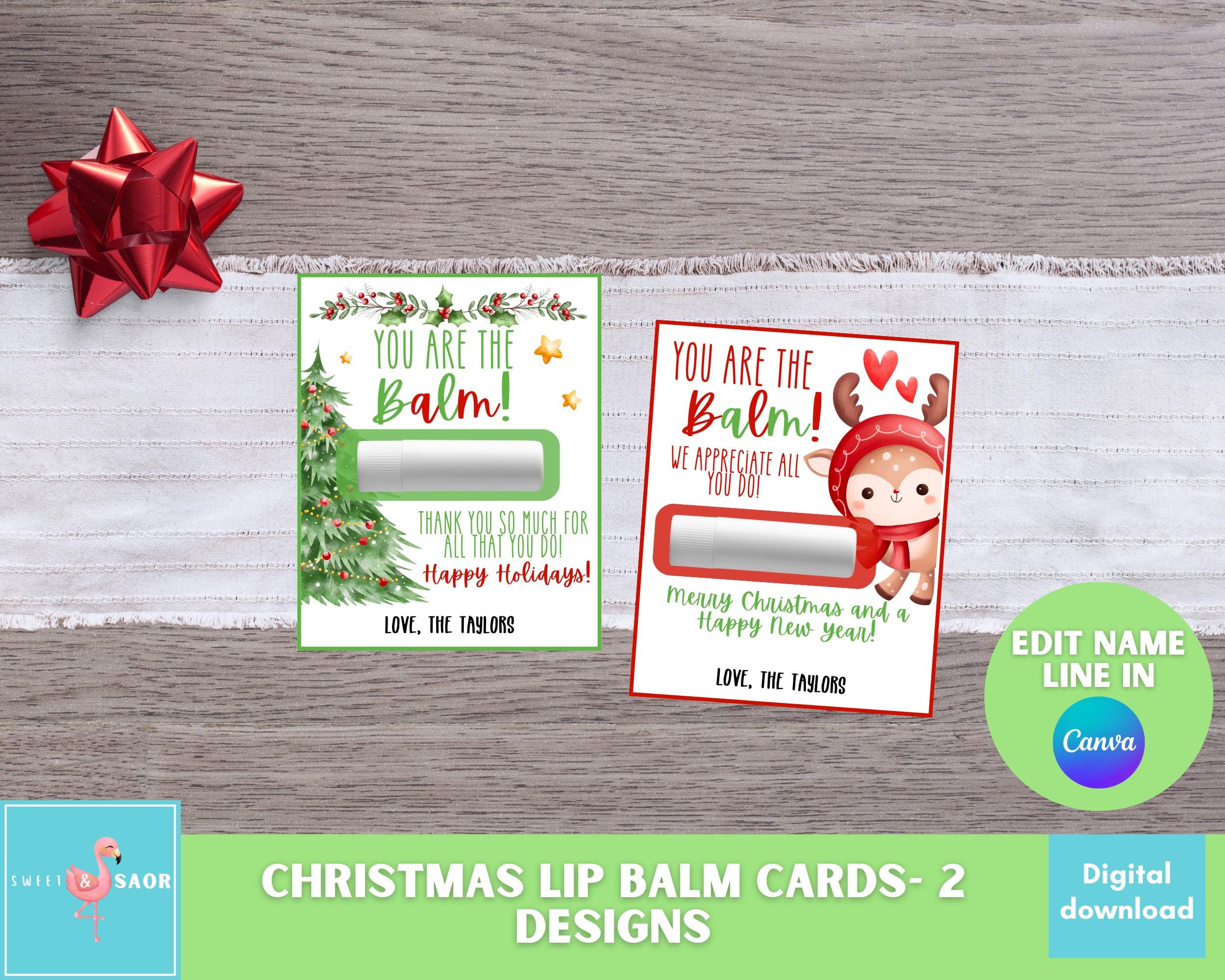 Printable Christmas Lip Balm Tags, Christmas Lip Balm Holder, Holiday ...