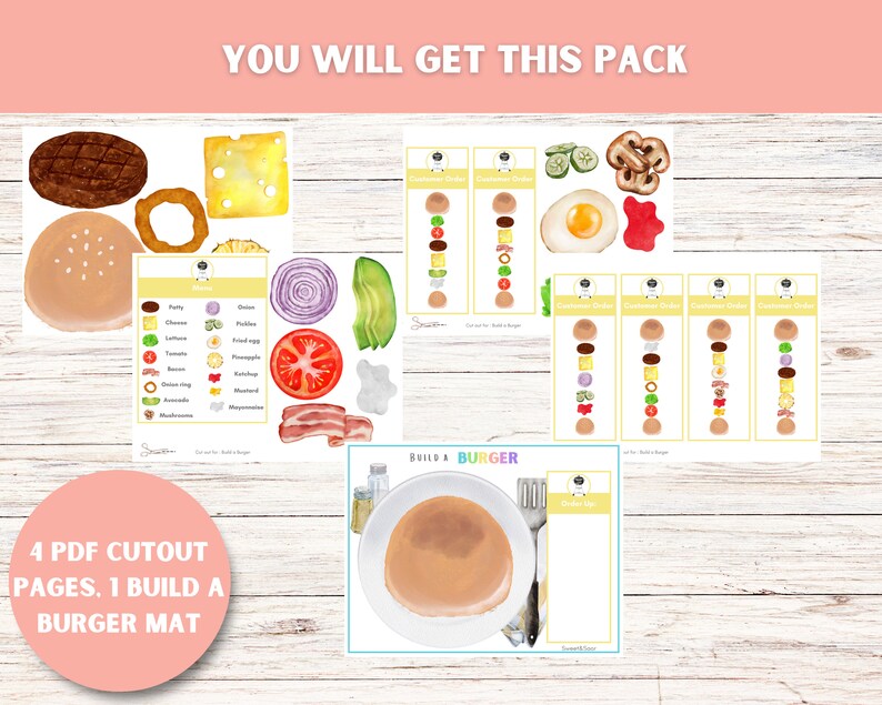 Build A Burger, Pretend Play, Preschool Printable, Kindergarten ...