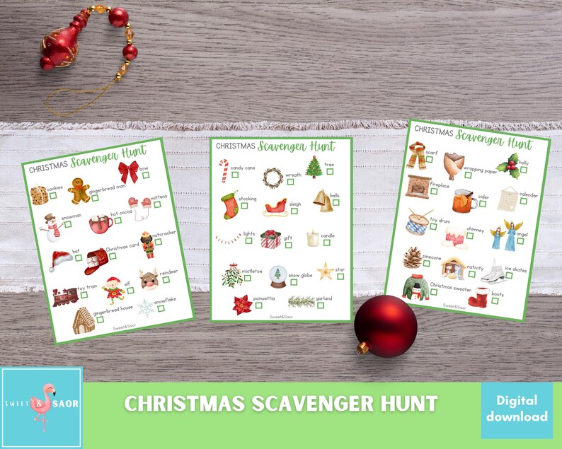 Christmas Scavenger Hunt Printable: Holiday Family Game (PDF Download ...