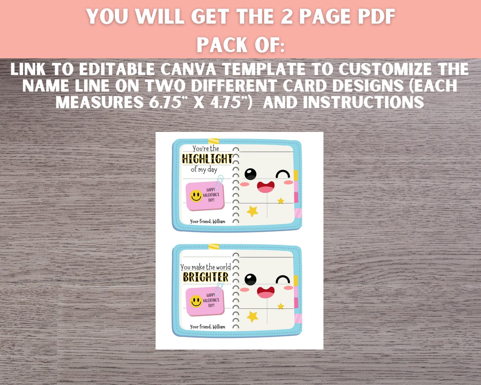Printable Highlighter Valentine Gift Tags: Editable Classroom Cards ...