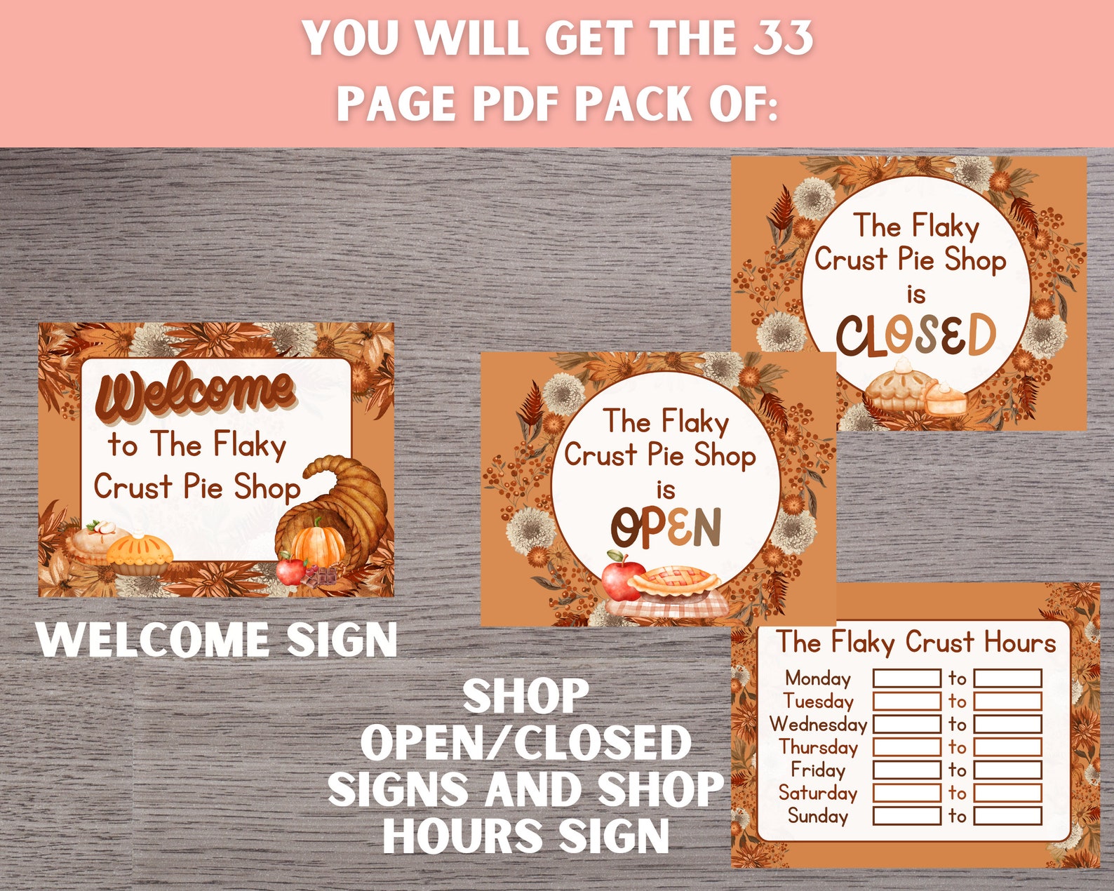 Pie Shop Dramatic Play Set: Printable Thanksgiving Pretend Play (PDF ...