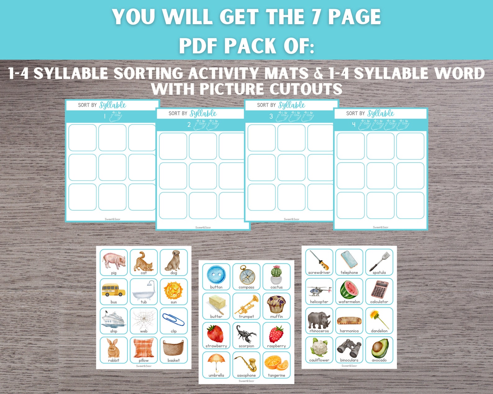 Syllable Sorting Activity: Preschool & Kindergarten Printable (digital ...