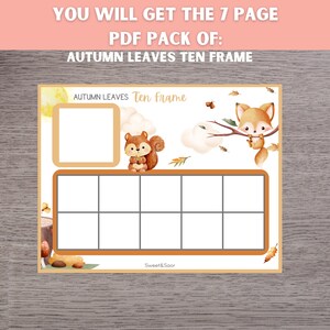 Autumn Ten Frame, Fall Numbers 1-10 Count and Match, Preschool Leaves ...