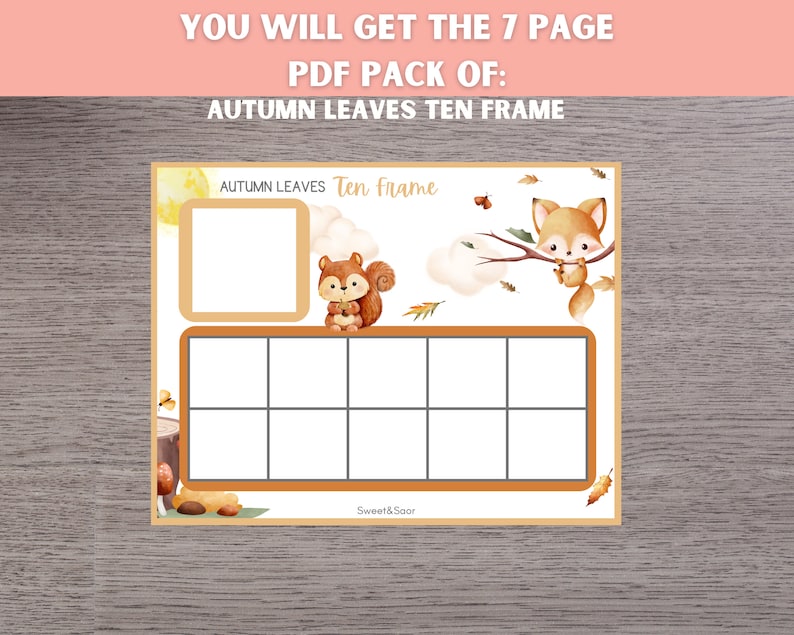 Autumn Leaves Ten Frame: Preschool Math Activity (PDF Download) - Etsy