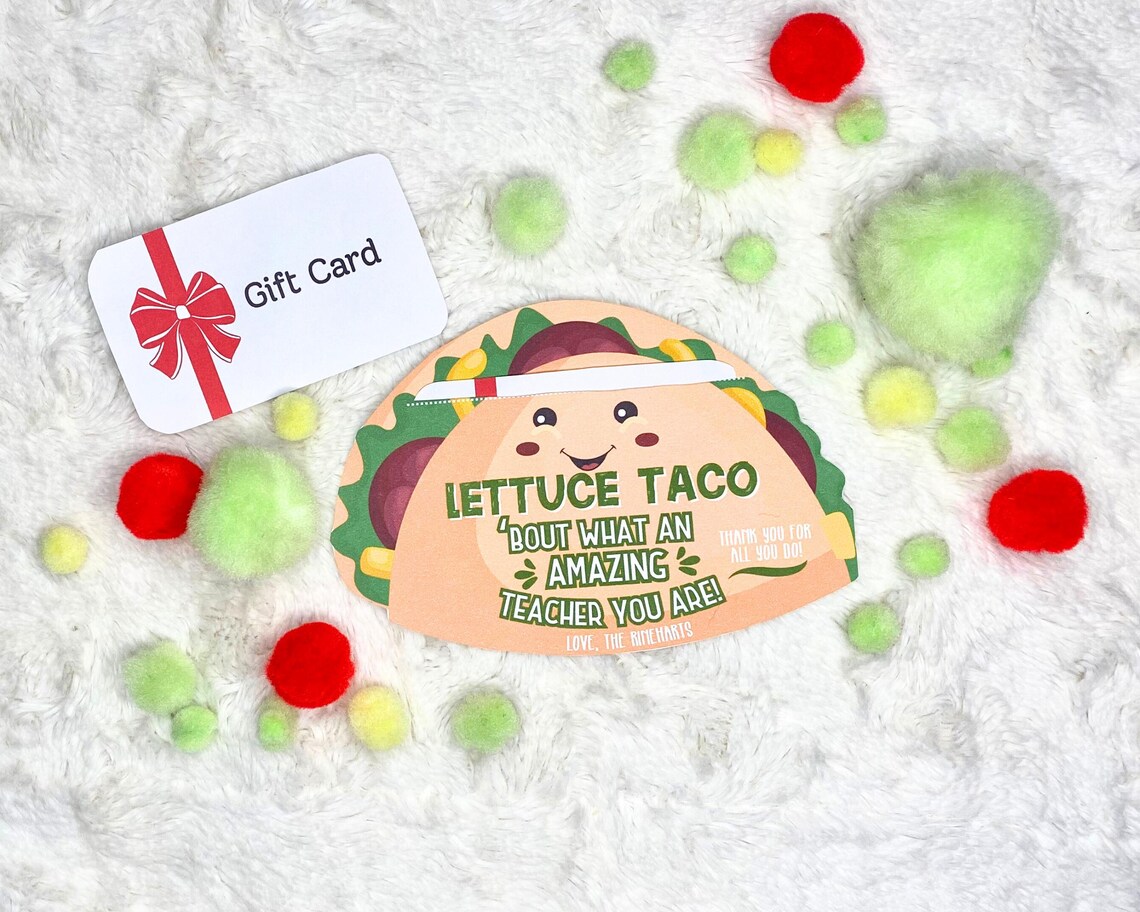 Taco Teacher Appreciation Gift Card Holder (printable) - Etsy