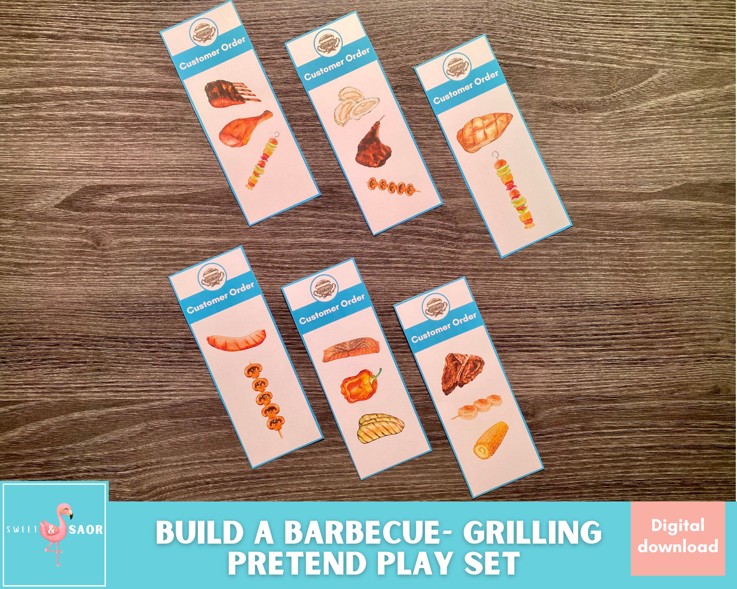 Pretend Play BBQ Grill Set: Printable Barbecue Dramatic Play (digital ...
