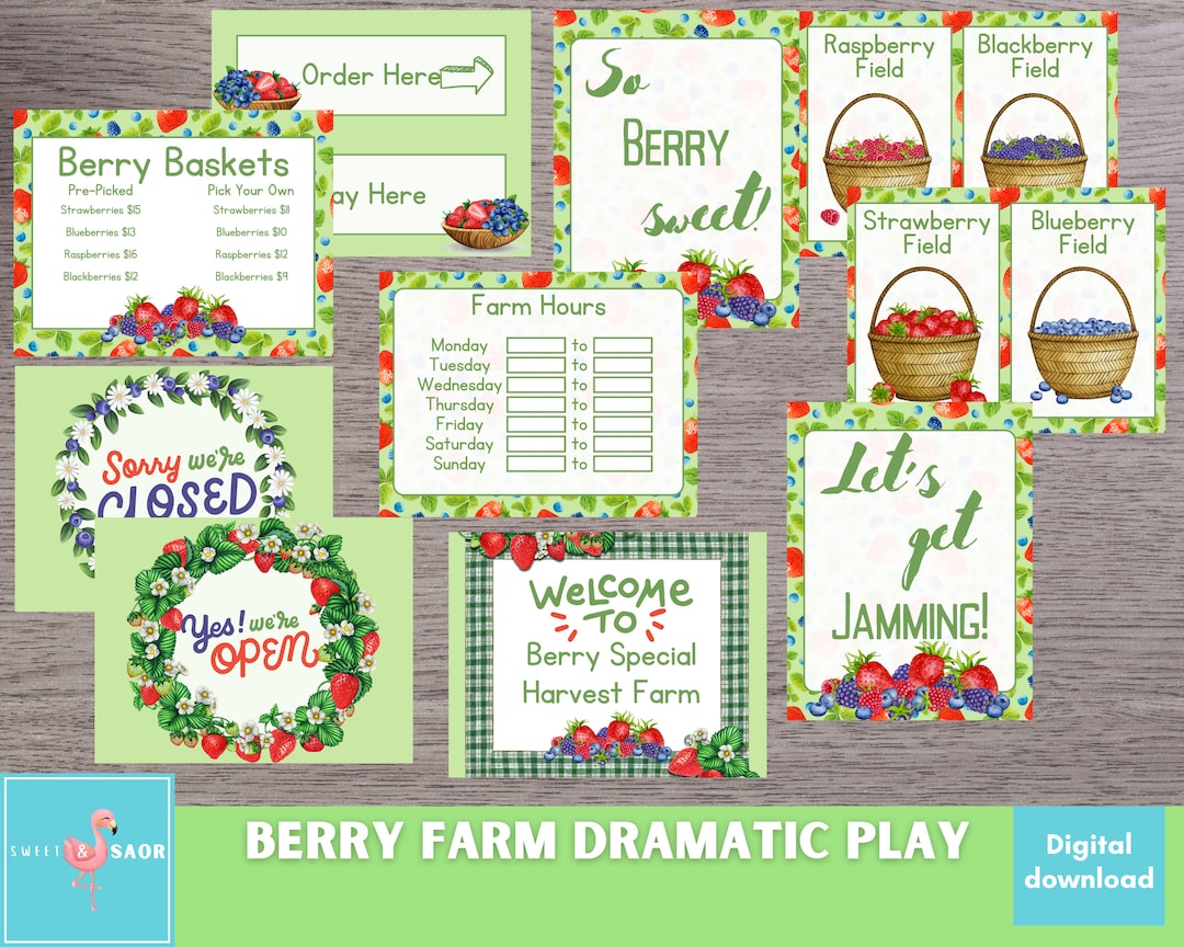 Strawberry Picking Dramatic Play Set: Printable Pretend Play (PDF ...