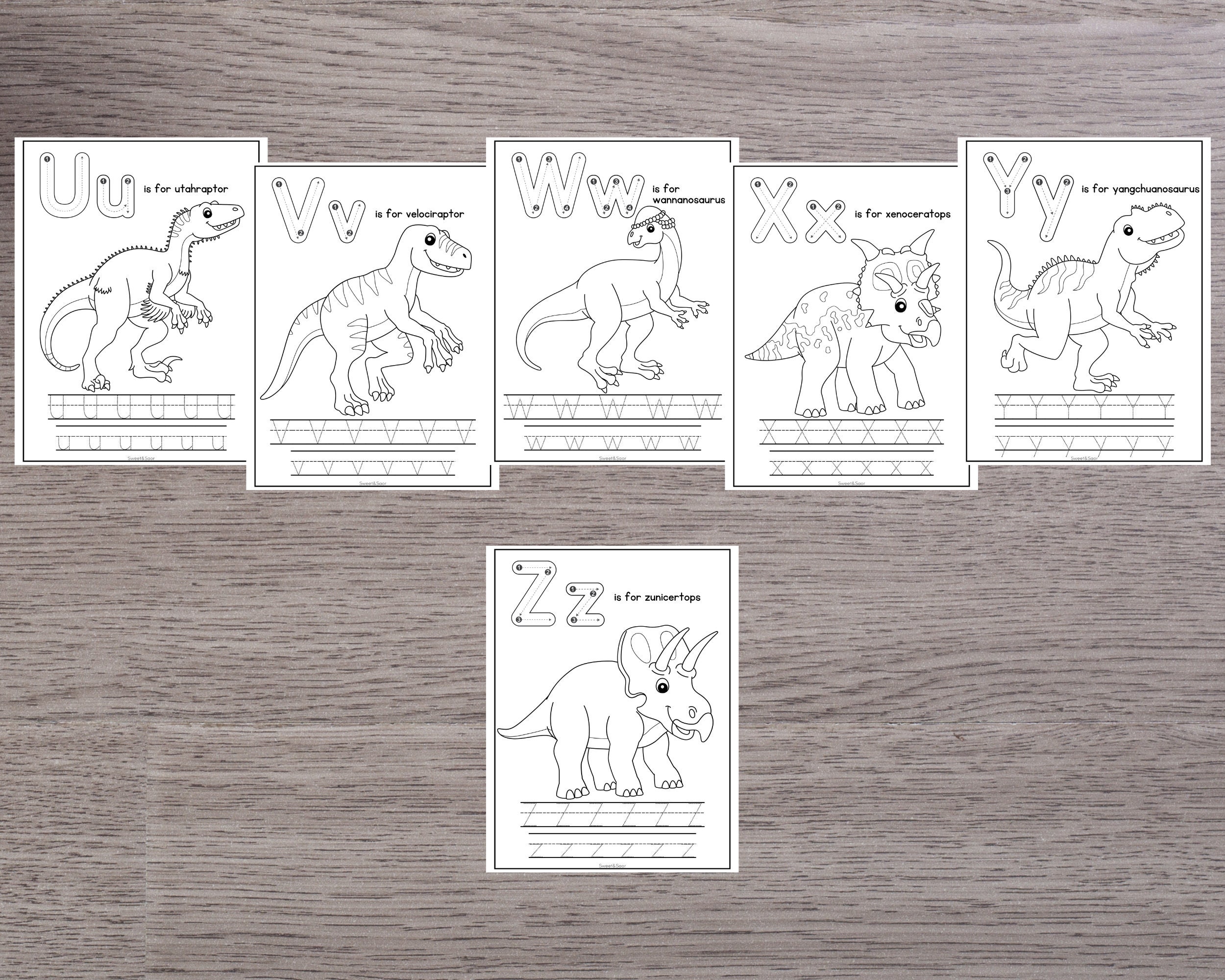 Dinosaur Coloring and Alphabet Letter Tracing Worksheets, Preschool ...