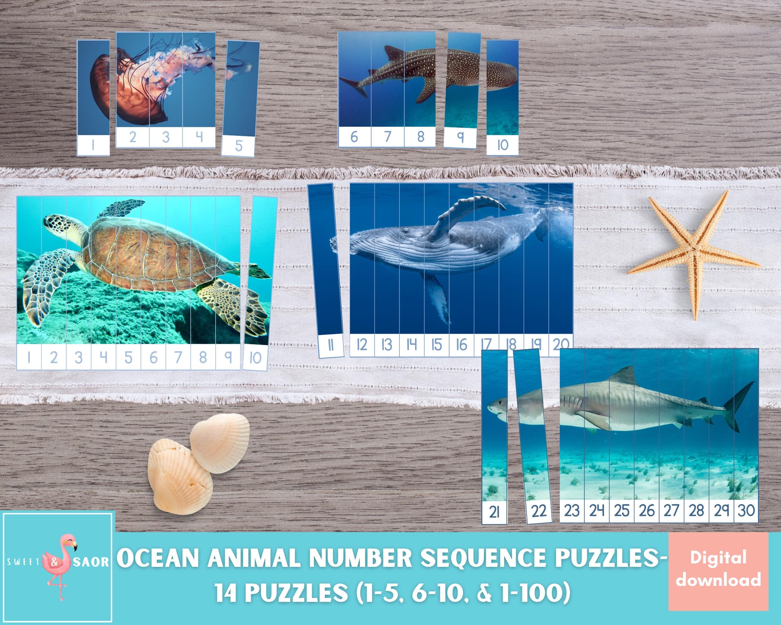 Ocean Animal Number Sequencing Puzzle: Montessori Math Game (PDF ...