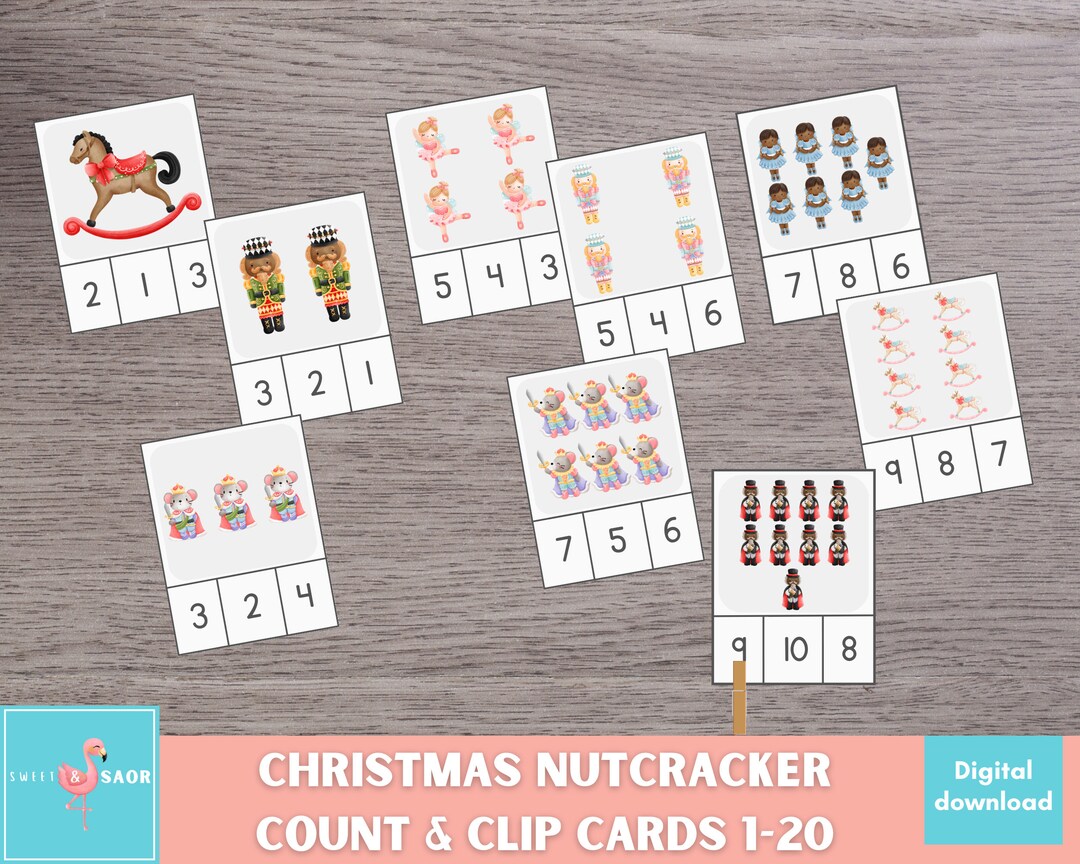 Christmas Nutcracker Count & Clip Cards: Preschool Math (digital ...