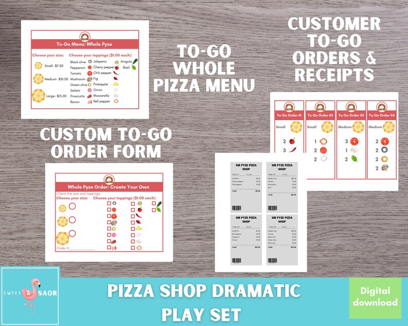Pretend Play Pizza Parlor Printable, Pizza Parlor Dramatic Play ...