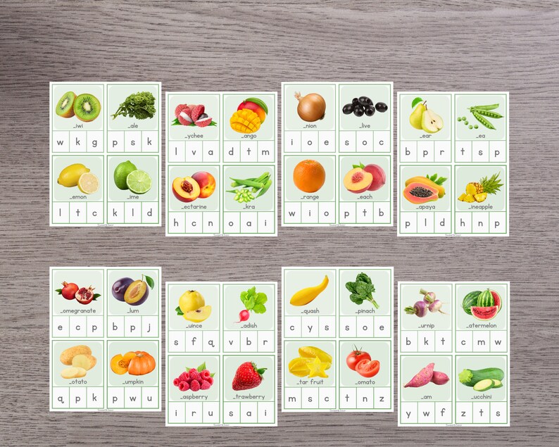 Fruit & Vegetable Beginning Sound Clip Cards: Preschool Phonics (PDF ...