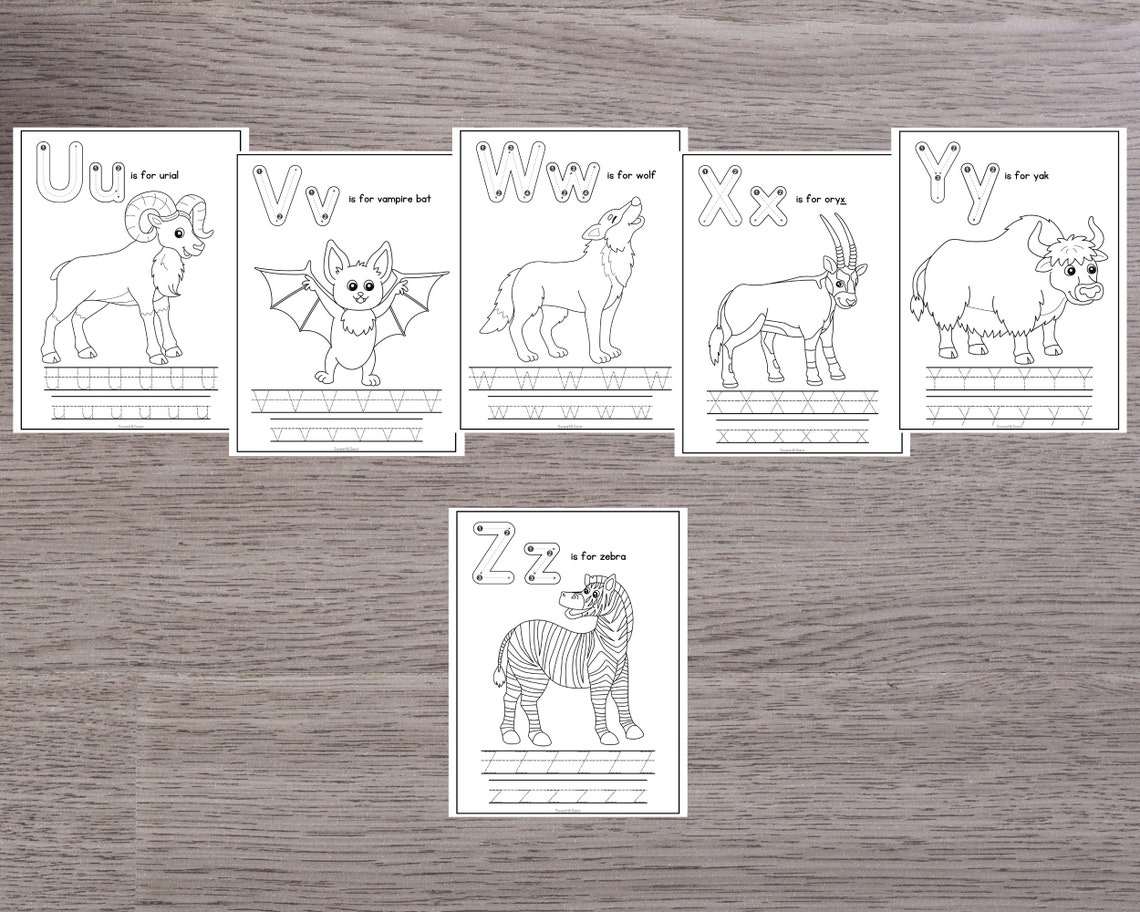 Alphabet Coloring Pages, ABC Tracing Practice, Animal Coloring Pages ...