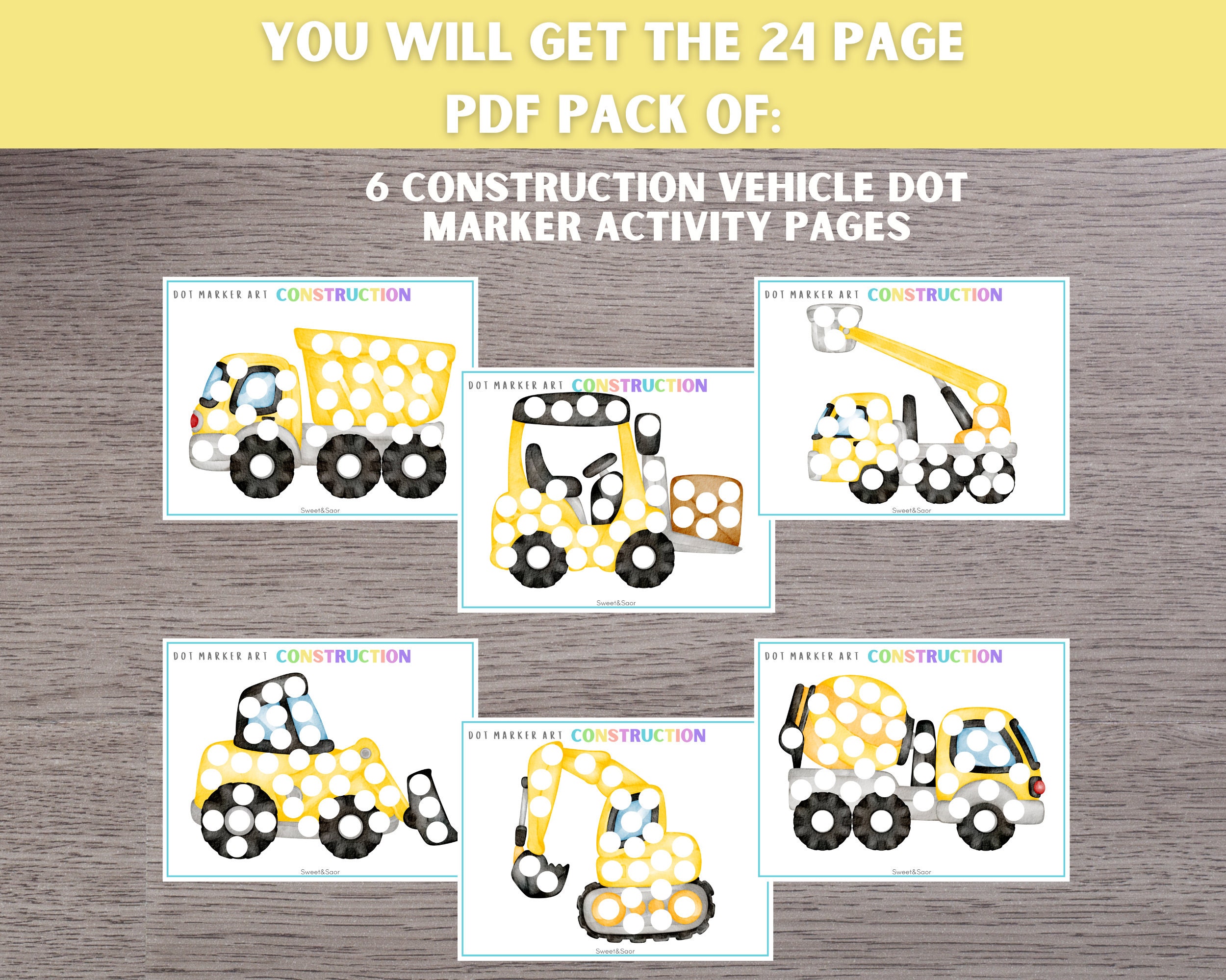 Construction Dot Marker Printable, Preschool Dot Marker Activity, Dab ...