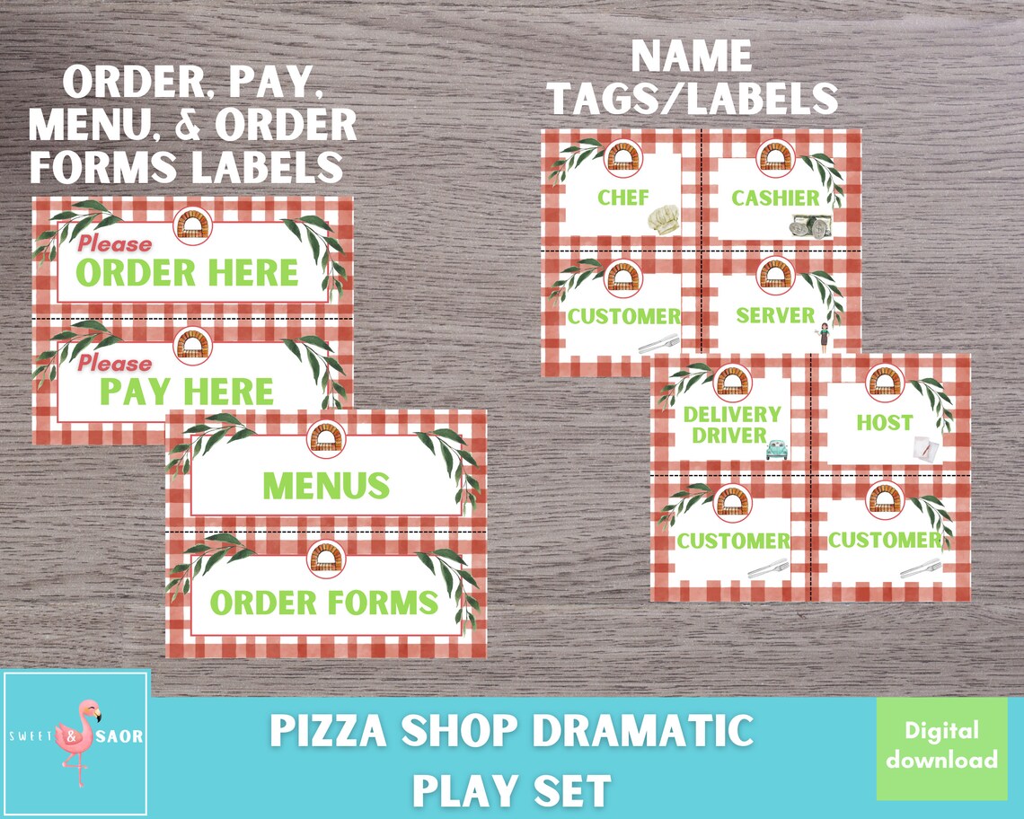 Pretend Play Pizza Parlor Printable, Pizza Parlor Dramatic Play ...