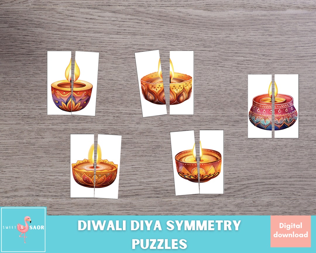 Diwali Symmetry Matching Puzzle, Preschool Printable, Homeschool ...