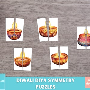 Diwali Symmetry Matching Puzzle, Preschool Printable, Homeschool ...