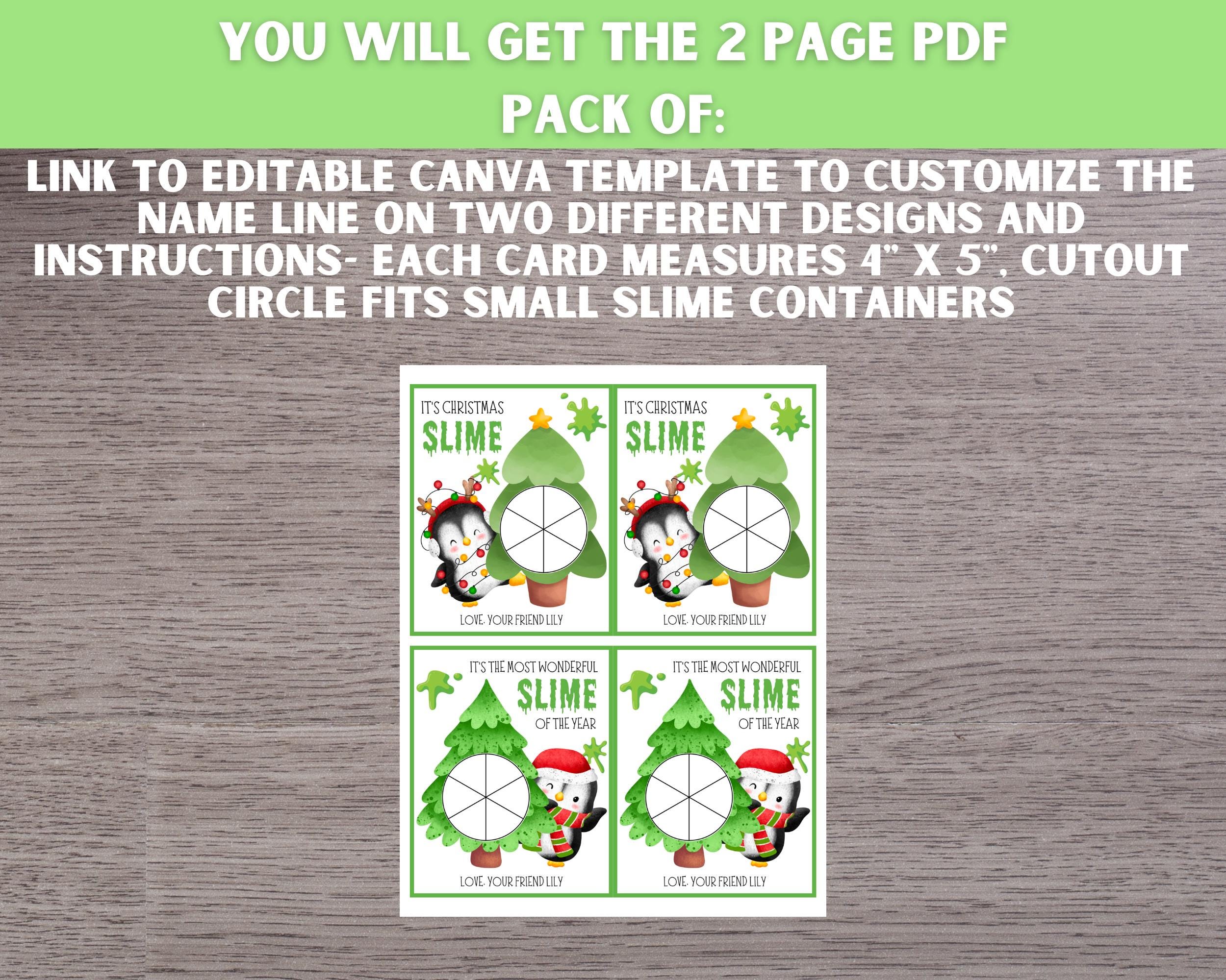 Printable Christmas Slime Holder: Editable Gift Tag (digital Download ...