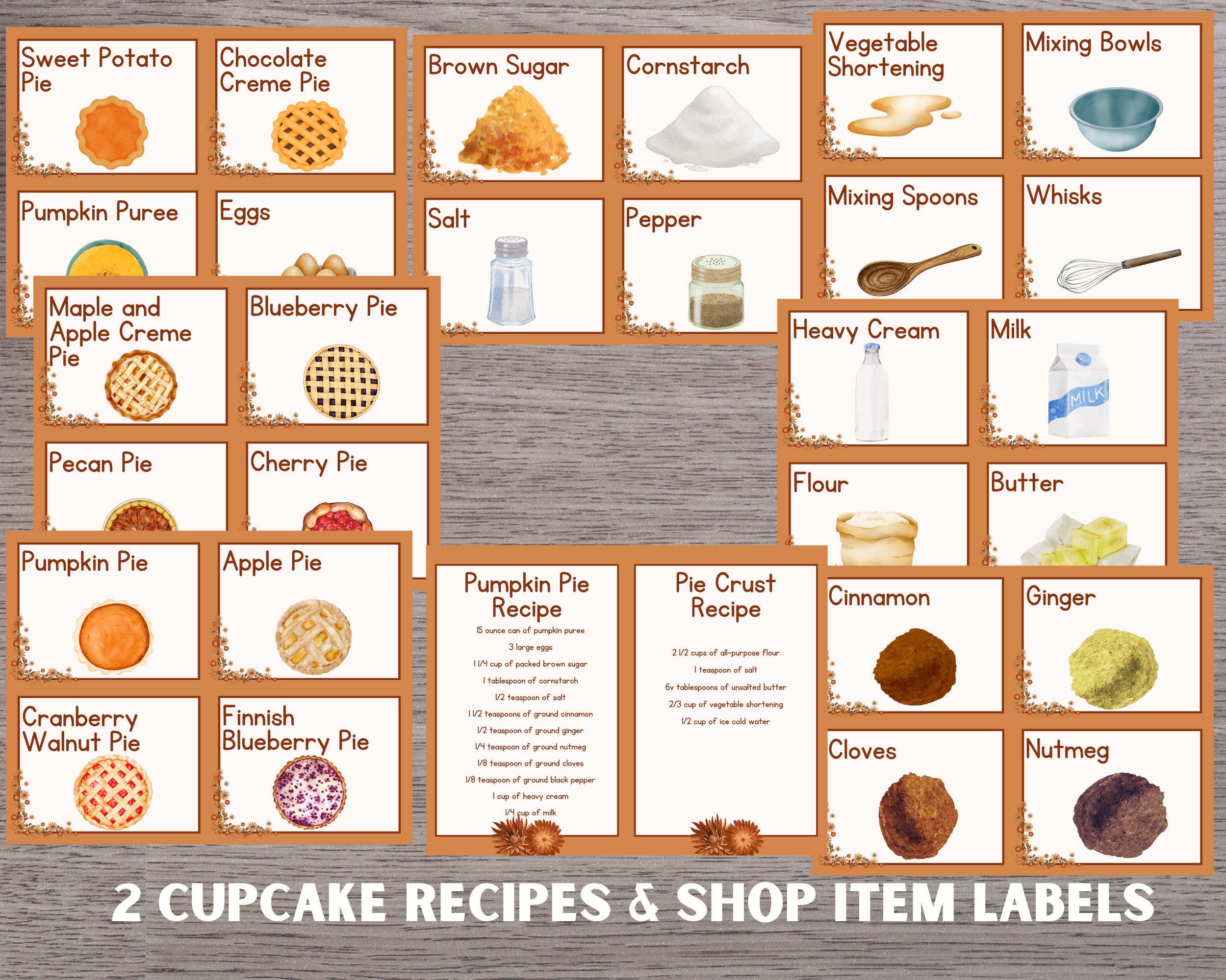 Pie Shop Dramatic Play Set: Printable Thanksgiving Pretend Play (PDF ...