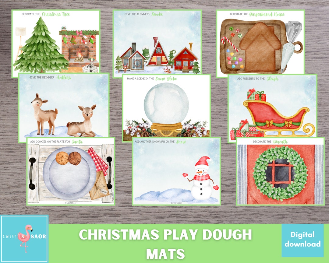 Christmas Playdough Mats, Printable Winter Play Dough Mats, Christmas ...