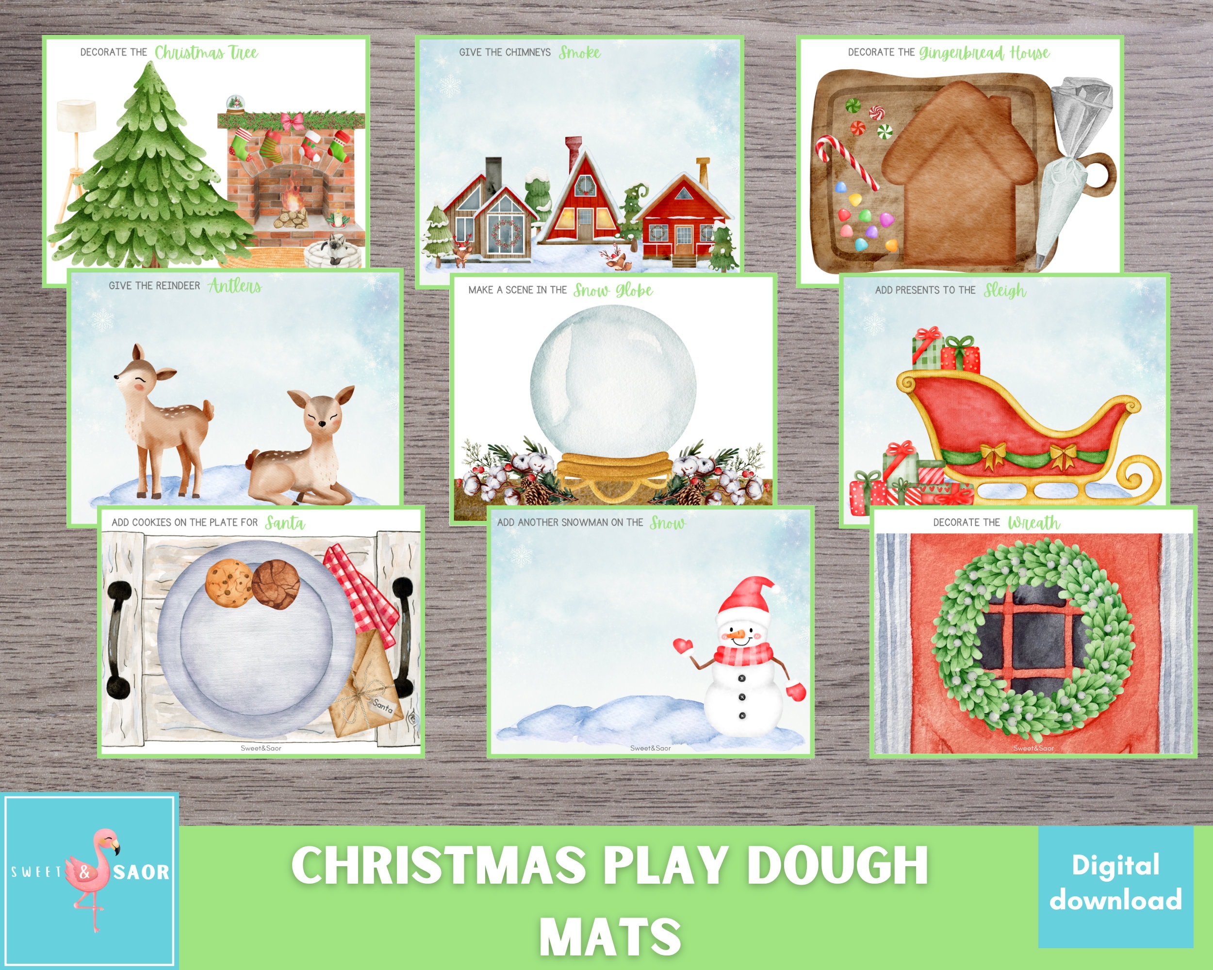 Christmas Playdough Mats, Printable Winter Play Dough Mats, Christmas ...