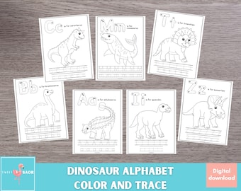 Dinosaur Alphabet Tracing Cards - Etsy