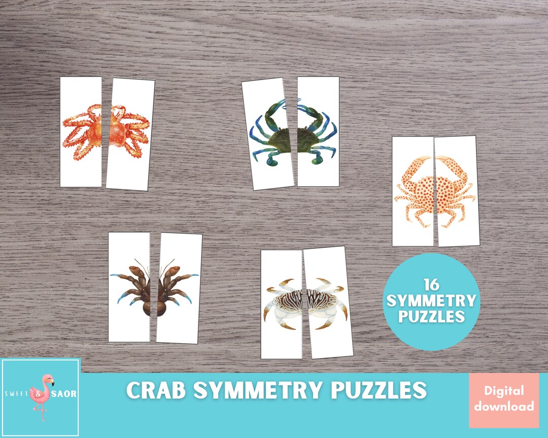 Crabs Symmetry Puzzles, Montessori Inspired Printable, Ocean Matching ...