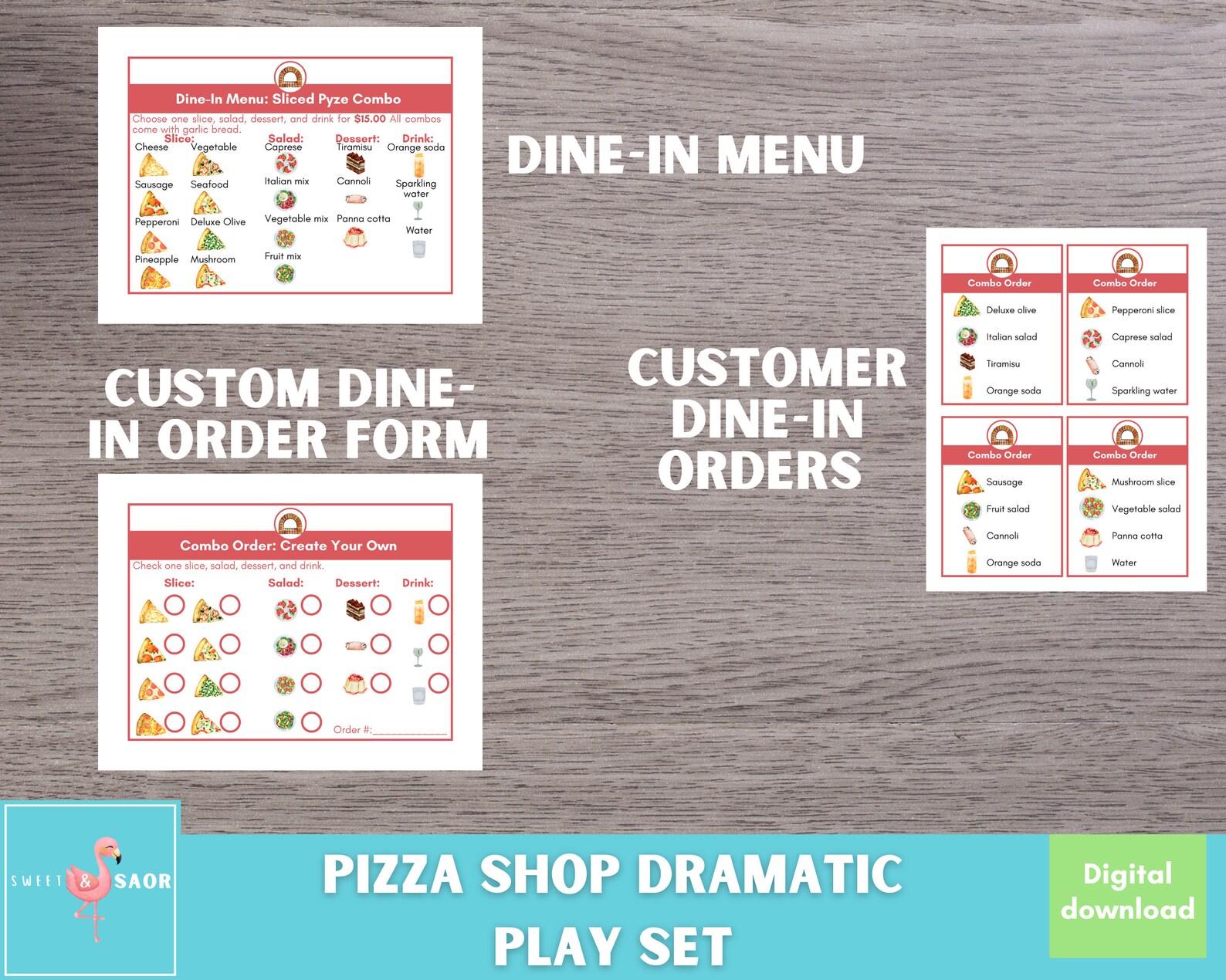 Pretend Play Pizza Parlor Printable, Pizza Parlor Dramatic Play ...