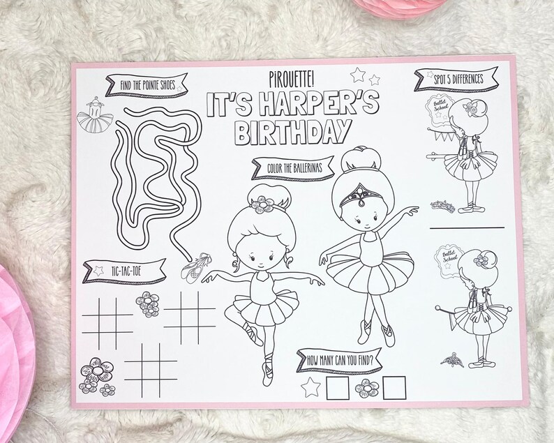 Editable Ballerina Activity Placemat, Printable Ballet Birthday Party ...
