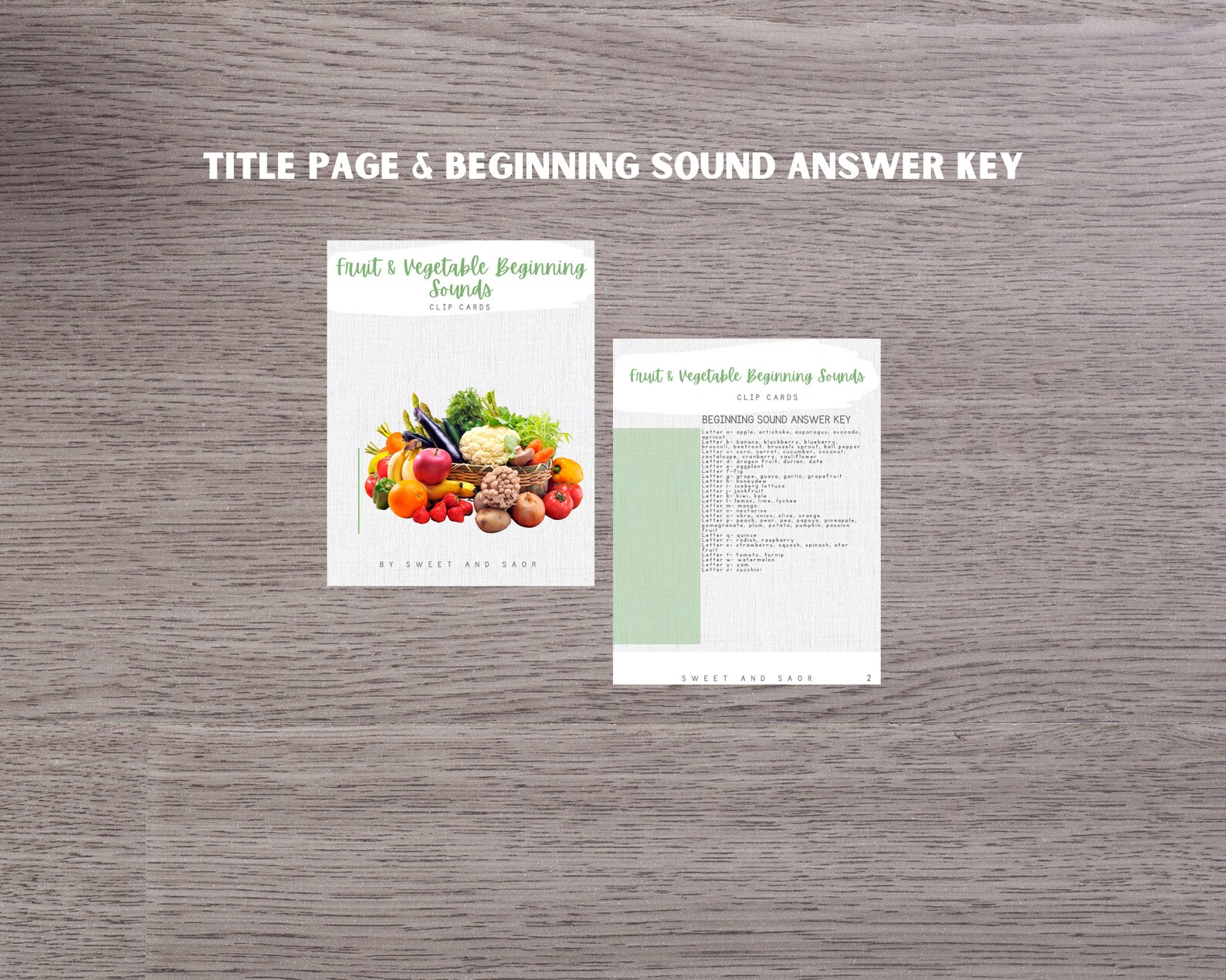 Fruit & Vegetable Beginning Sound Clip Cards: Preschool Phonics (PDF ...