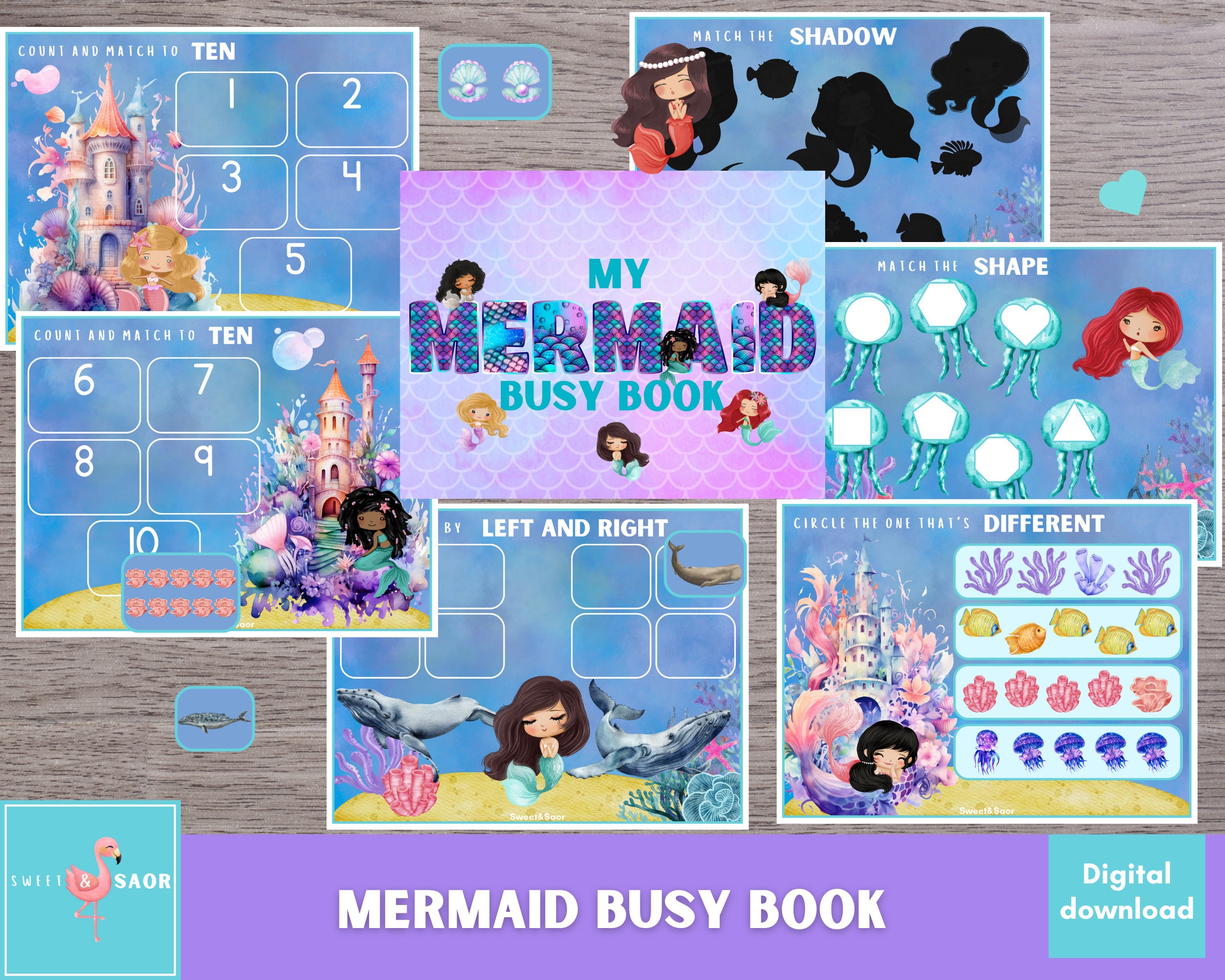 Mermaid Activity Busy Book: Preschool Learning (PDF Printable) - Etsy
