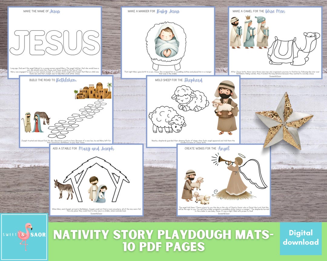 Nativity Story Playdough Mats: Christmas Bible Activity (PDF Download ...
