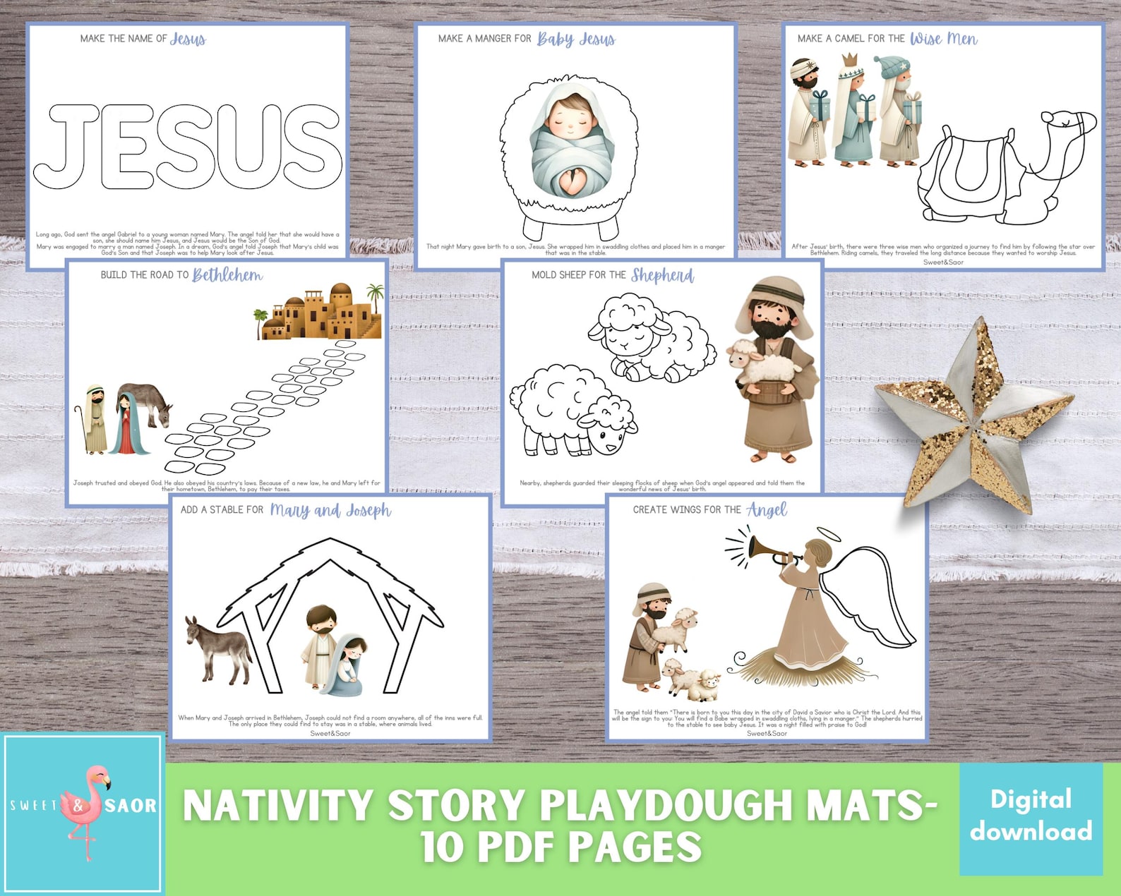 Nativity Story Playdough Mats: Christmas Bible Activity (PDF Download ...