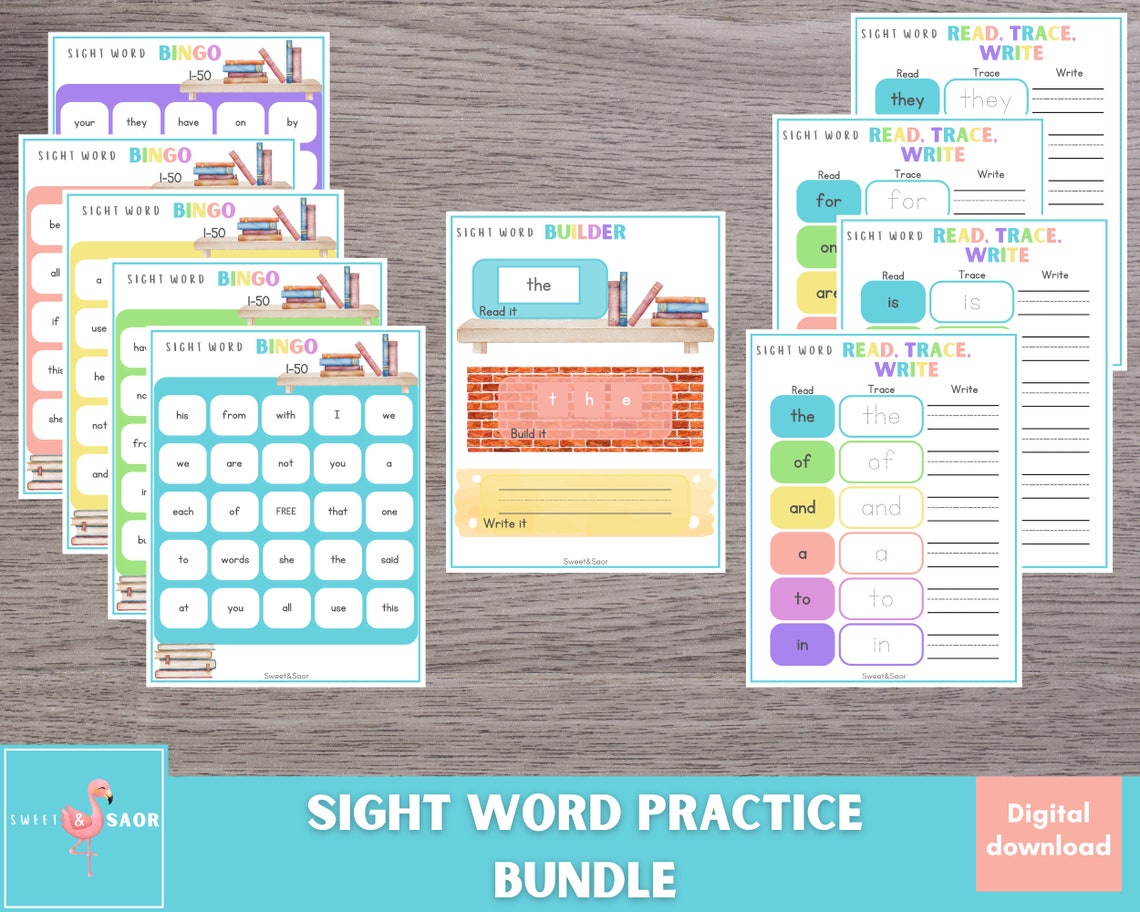 Sight Word Printable Sight Word Builder Sight Word Bingo - Etsy