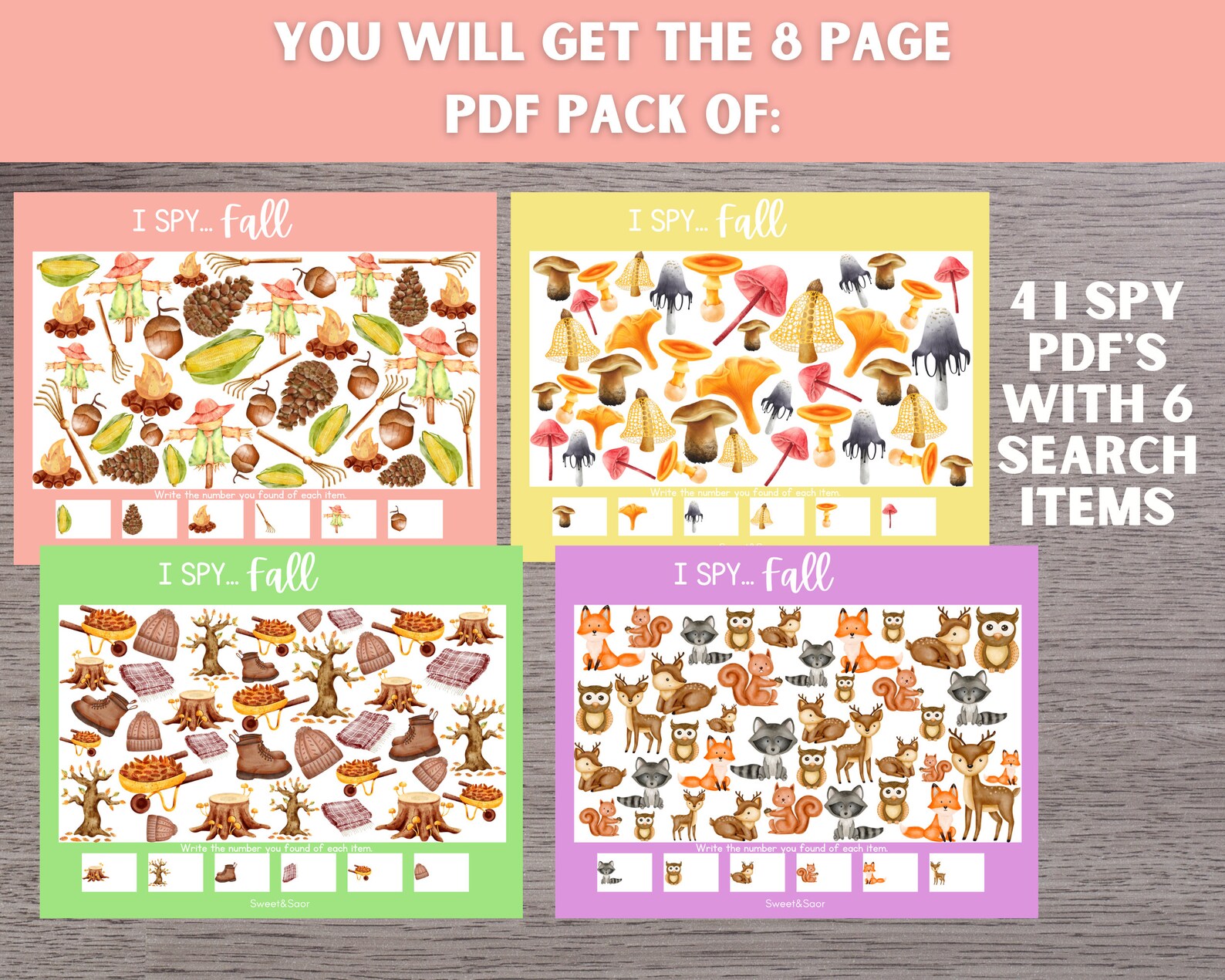 Fall I Spy, Preschool Printable, Preschool Game, Autumn Printable ...