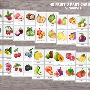 Fruits Flash Cards, Montessori 3 Part Fruit Cards, Montessori Cards ...