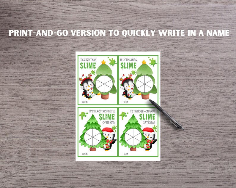 Printable Christmas Slime Holder: Editable Gift Tag (digital Download ...
