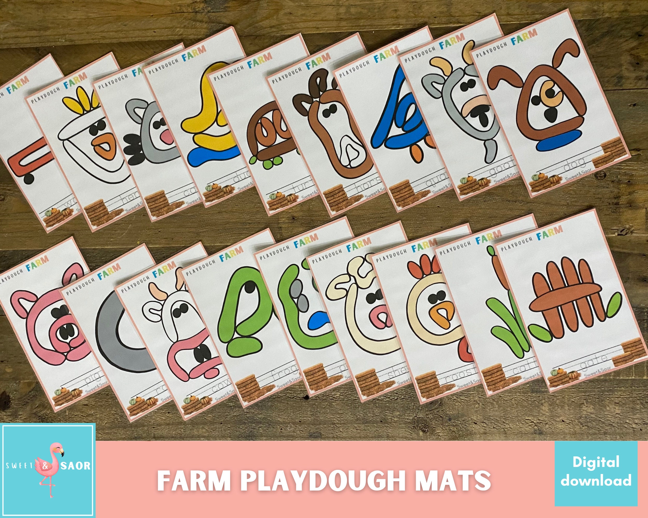Farm Animal Play Doh Mats Playdough Mats Printable Play Doh - Etsy