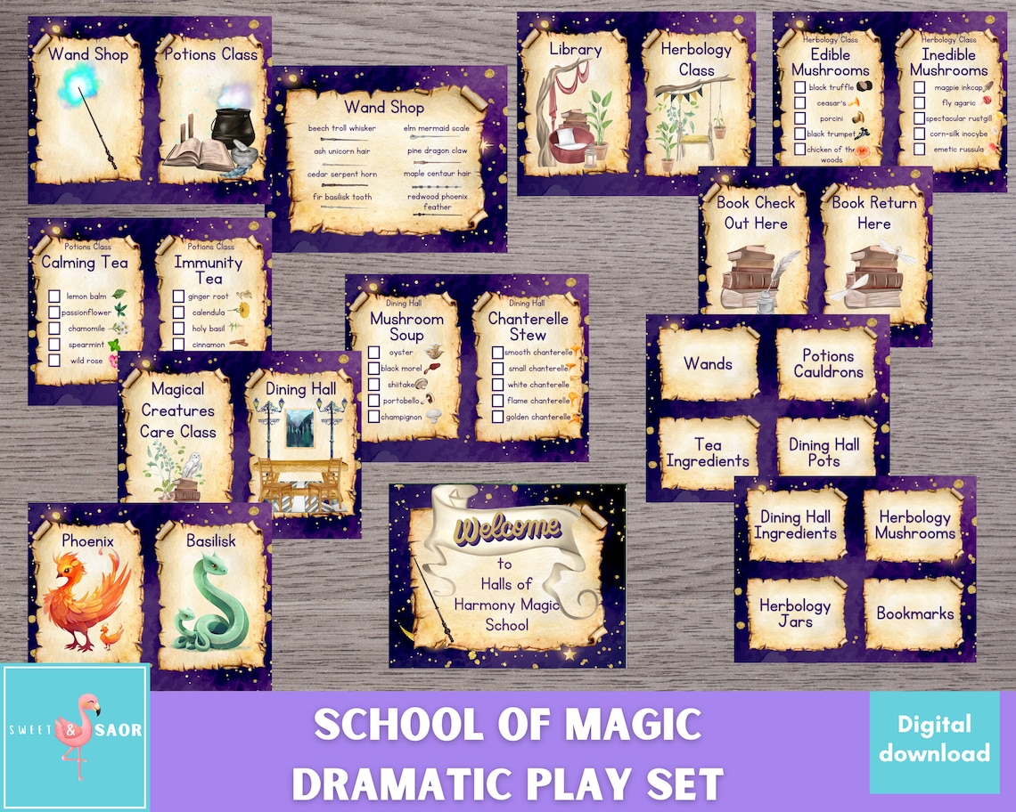 Magic School Dramatic Play Set: Printable Halloween Pretend Play (PDF ...